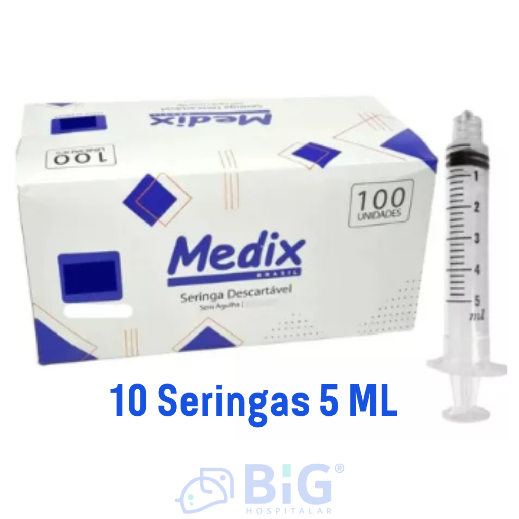 10 Unidades de Seringa 5ml Medix Luer Lock Rosca Envio Imediato ...