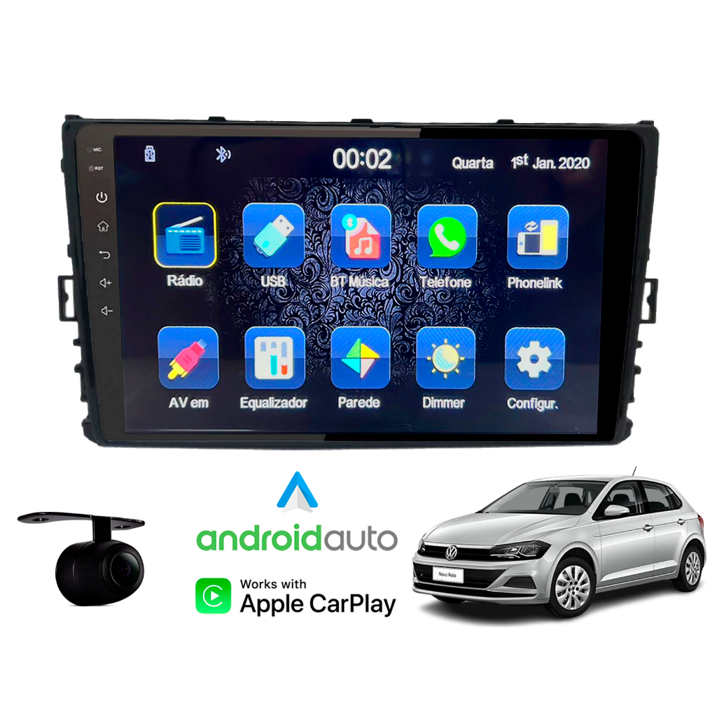 Central Multimidia Novo Polo 9 Polegadas Android Auto Apple Carplay | Shopee Brasil