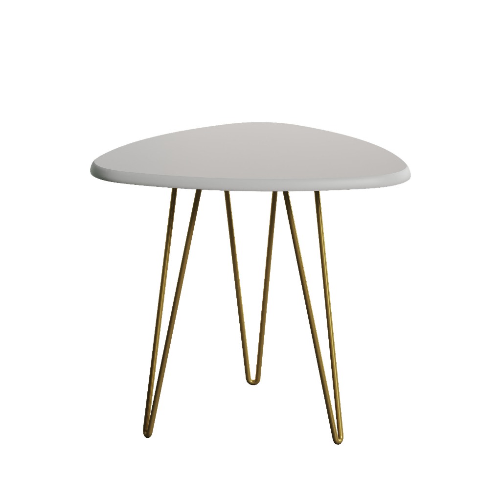 Mesa Lateral Clips de Canto Base de Ferro Dourado Tampo Triangular de ...