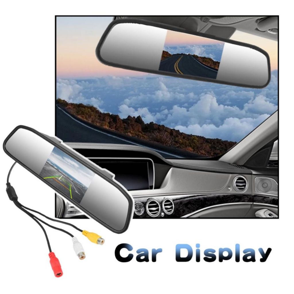 Espelho Retrovisor Tela Lcd Saída Camera Ré Tela Lcd 4,3P | Shopee Brasil