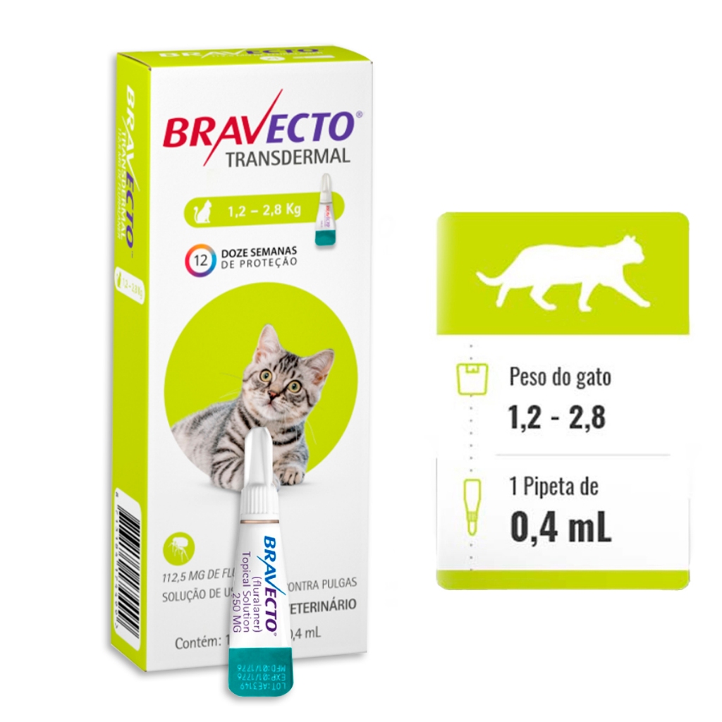 Bravecto Plus Gatos De 1,2 A 2,8 Kg Transdermal - 112,5mg | Shopee Brasil