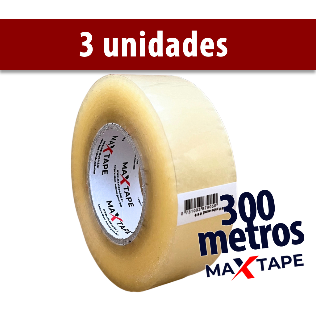 3 UNIDADES Fita adesiva larga 45mm x 300 metros - MaxTape | Shopee Brasil