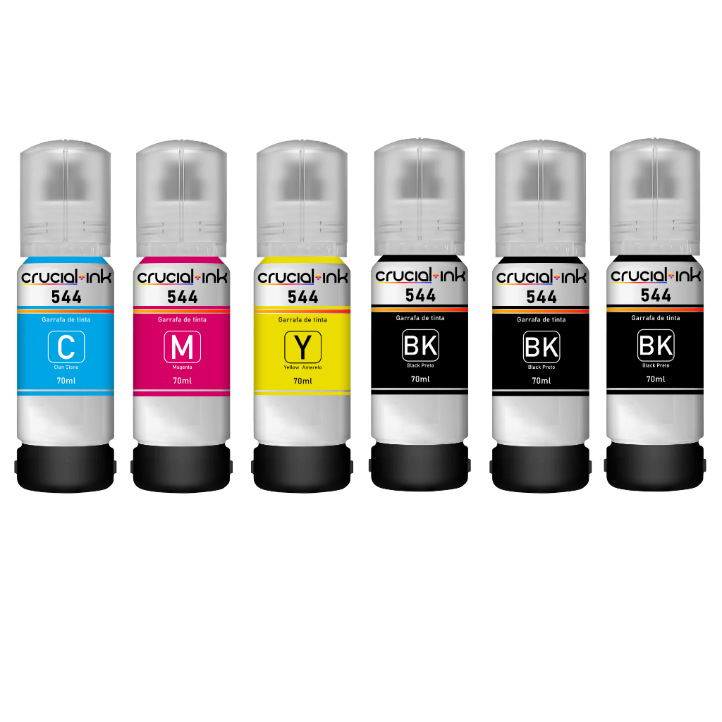 KIT 6 TINTA COMPATIVEL P/ EPSON T544 L3150 L 3250 L3210 L3110 L1250 | Shopee Brasil