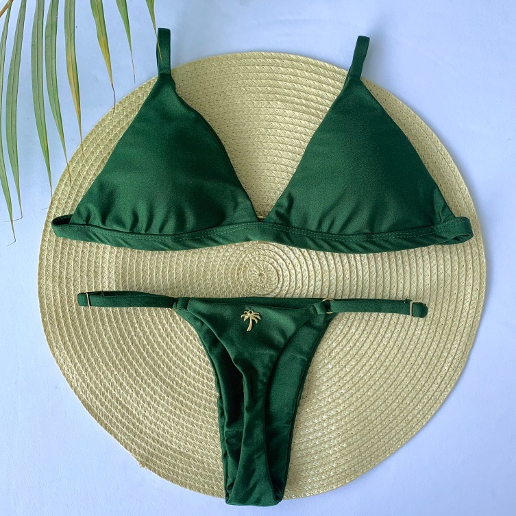 Biquíni Basic Beach Gloss Verde Musgo Fio Dental Tamanho G | Shopee Brasil
