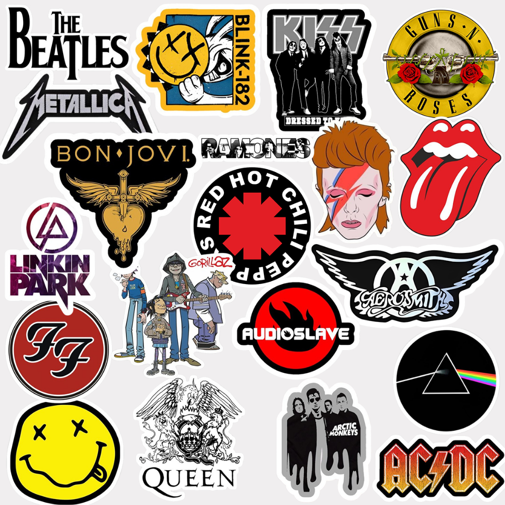 Pack Stickers- Adesivos Bandas de ROCK Impermeável - Personalização ...