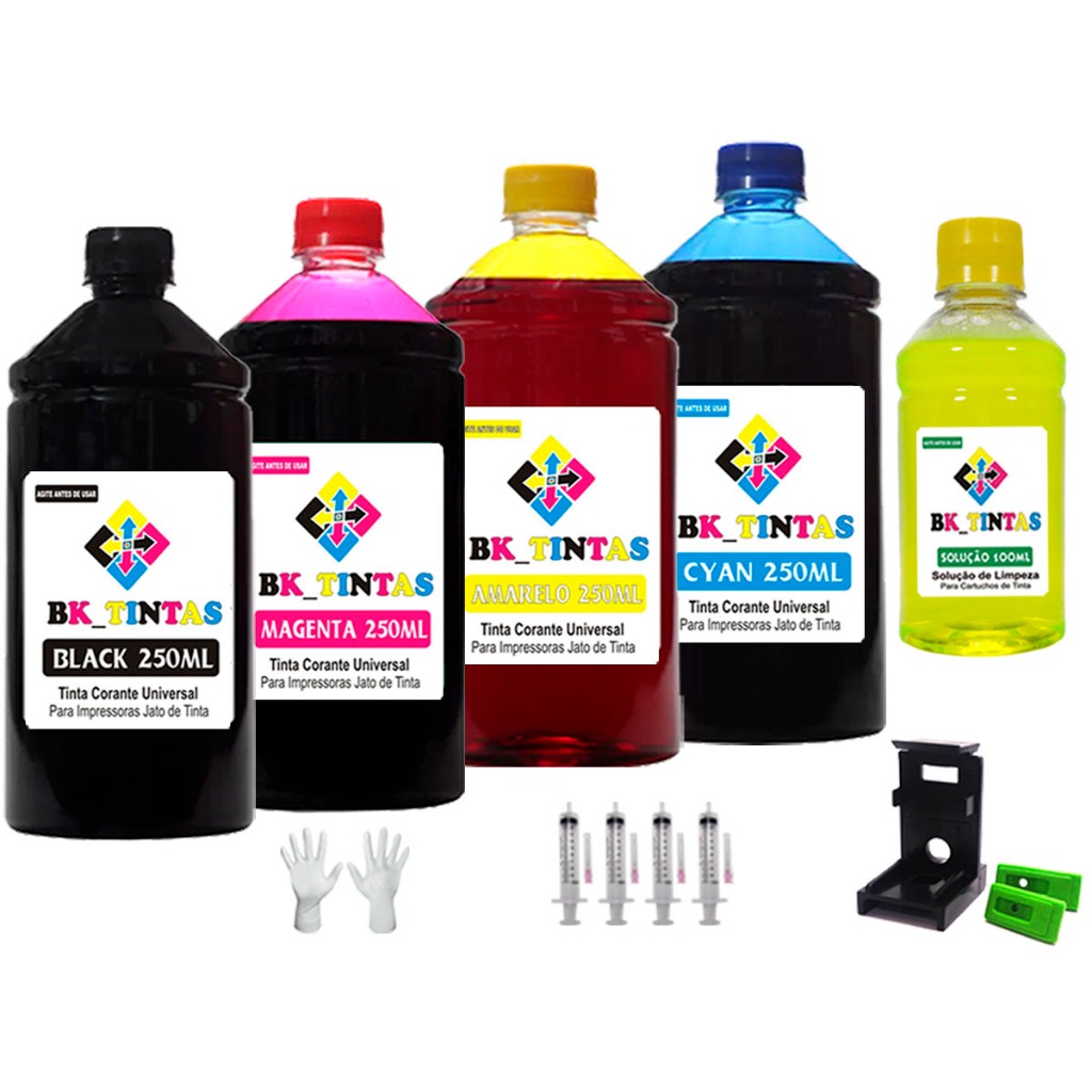 Kit Recarga 1l Tinta Hp Compatível Cartucho Impressora 2774 667 667xl - Faz a Boa!