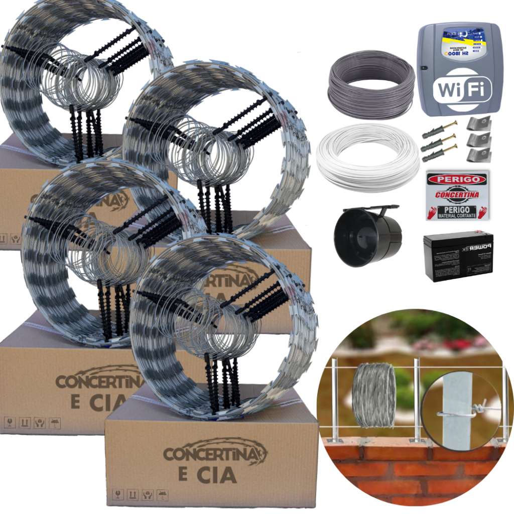 Concertina Eletrificada 30cm P/20 Metros Kit E Central Wi-fi | Shopee ...