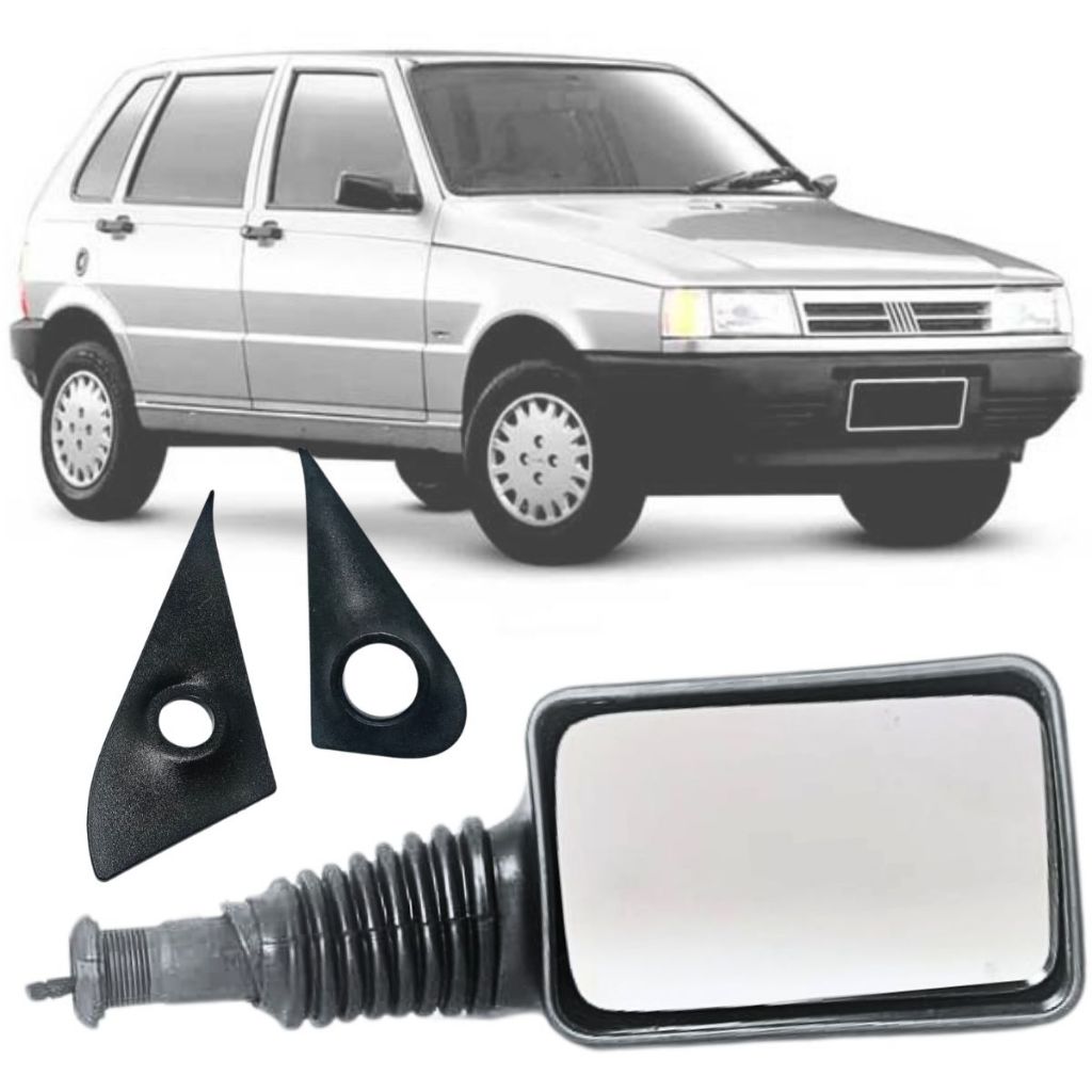 Retrovisor Uno Direito 92 93 94 95 96 97 98 99 2000 2001 Com Controle e Acabamento Interno 4 ...