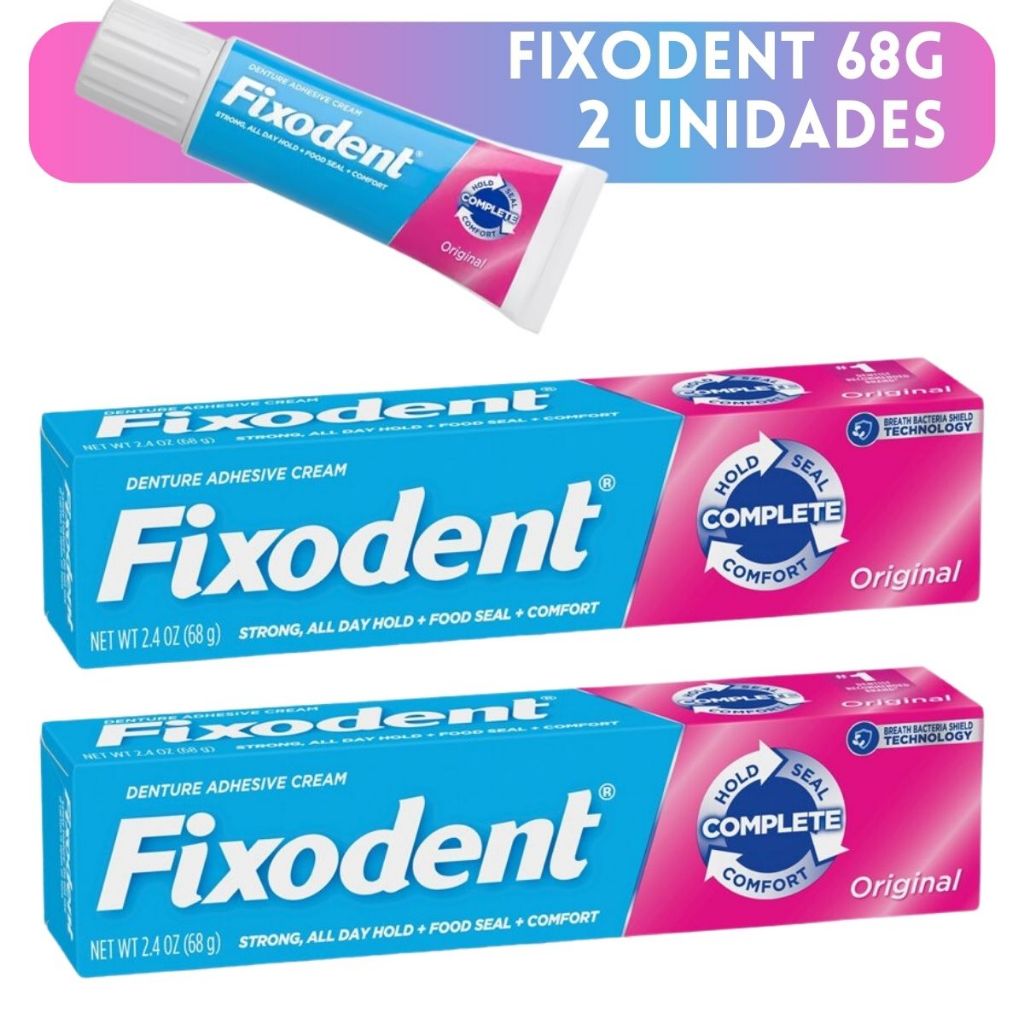 Kit 2 Fixodent 68g Original Envio Imediato - Creme Dental Adesivo ...