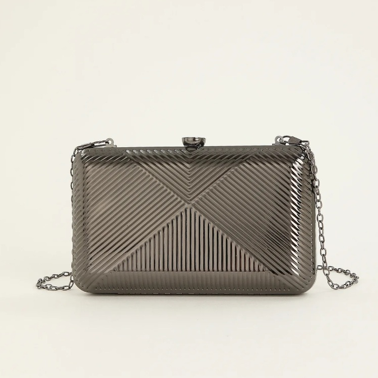 Bolsa de festa clutch Metal feminina casamento Formatura alça corrente ...