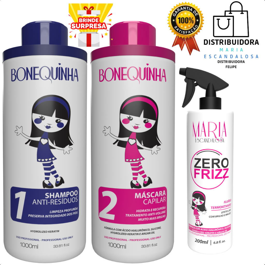 Kit Progressiva Tradicional 2X1L + Uso Obrigatorio Frizz Zero 200ml ...