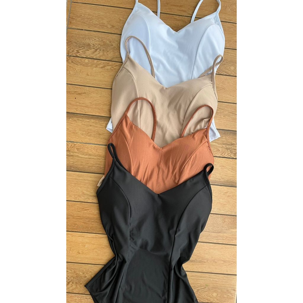 Body bory feminino decotado monocromático alcunha com bojo | Shopee Brasil