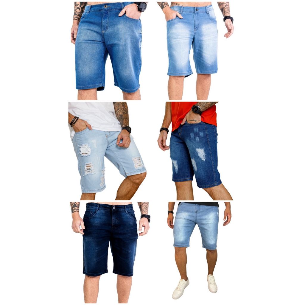 kit 6 bermuda Jeans Masculina | Shopee Brasil
