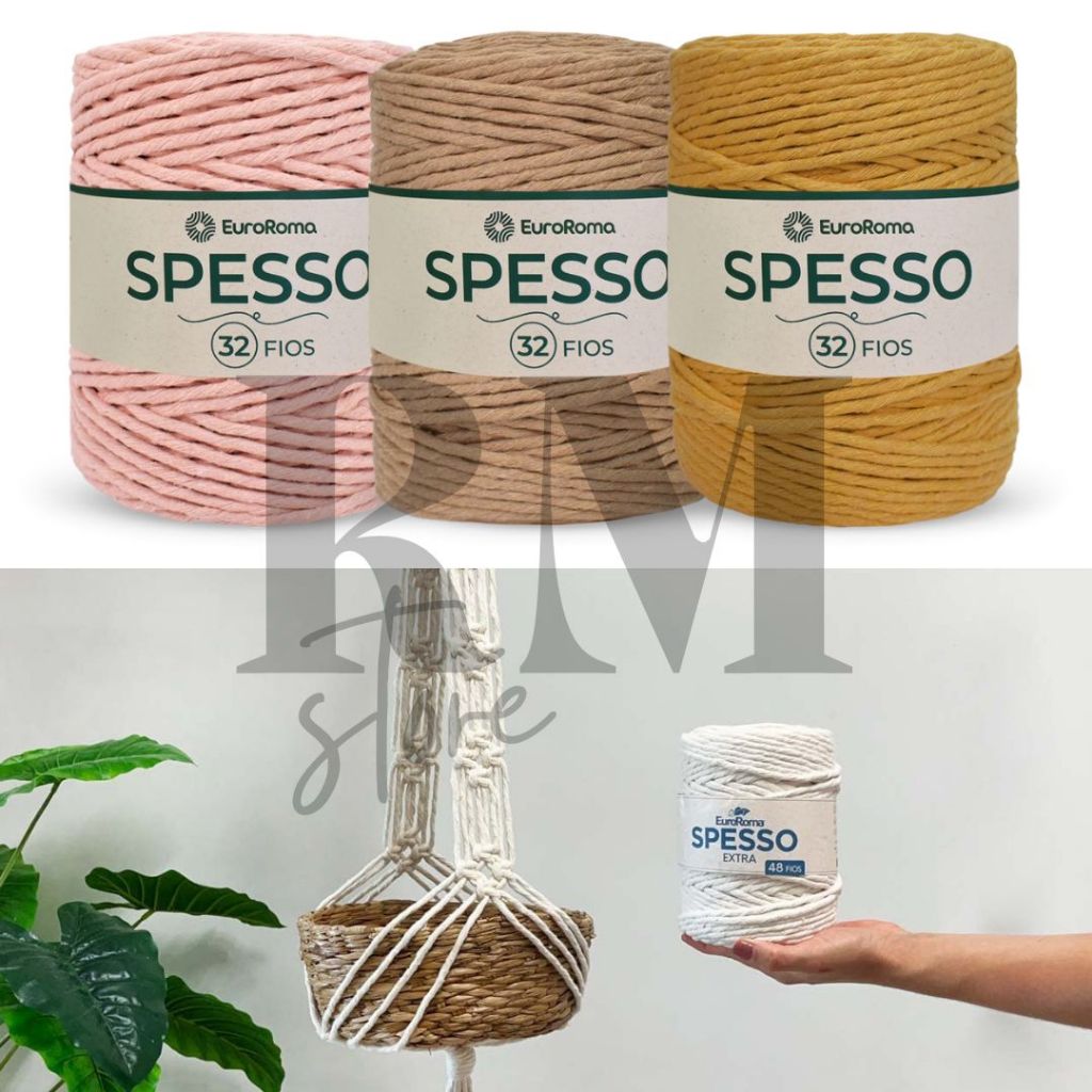 Crochê Barbante Fio Spesso EuroRoma 1kg 32 fios Tapete Macramê tricô ...