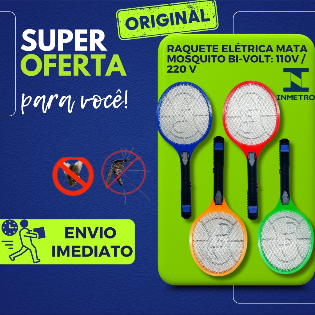 Raquete Elétrica Mosquito Mata Mosca Pernilongos Borrachudo Muriçoca ...