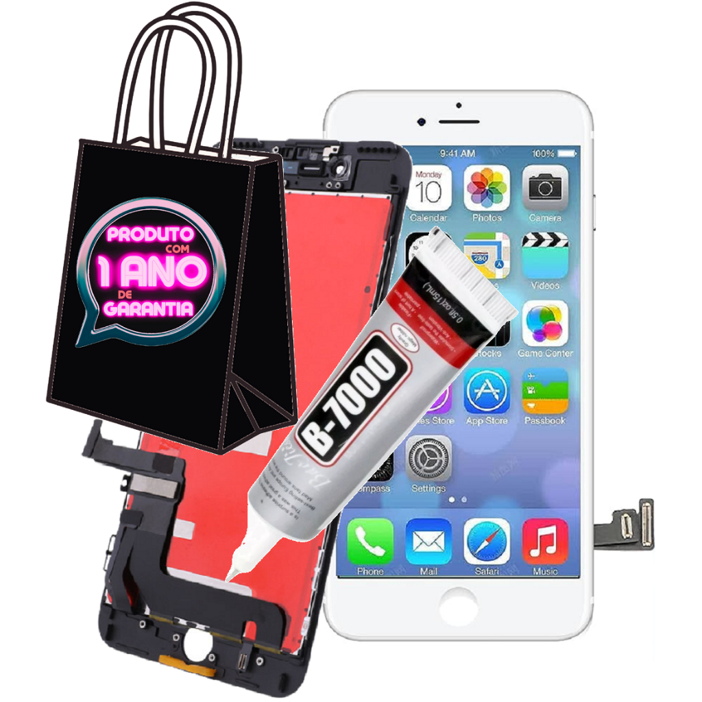 Tela Display Frontal Completa Compatível Com iPhone 7 Plus A1661 A1784 + Lcd Full Hd + Cola ...