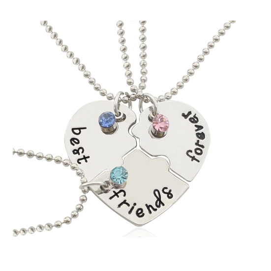 Colar Best Friends Forever 3 Peças Melhores Amigas Coração | Shopee Brasil