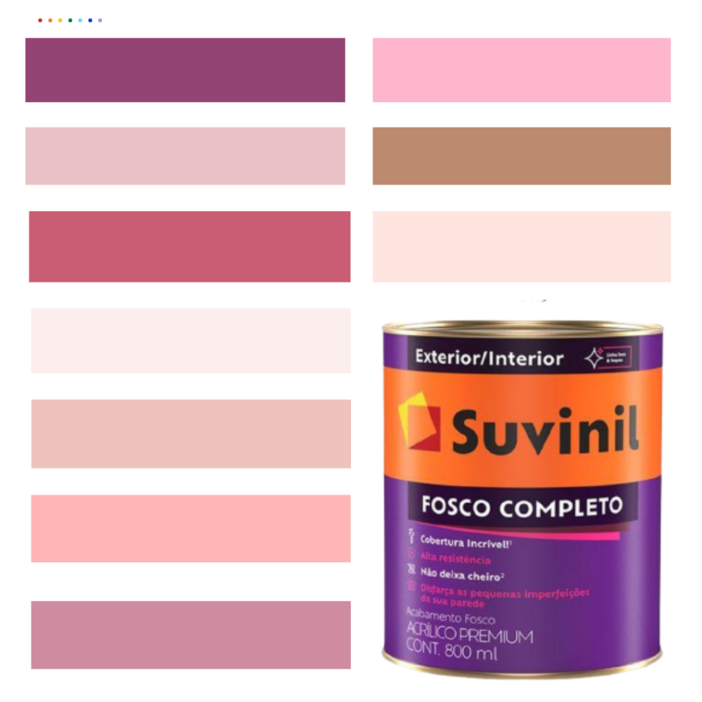 Cores De Tintas Suvinil Tinta Acrílica Fosco 3,2l Tons De Rosa Parede