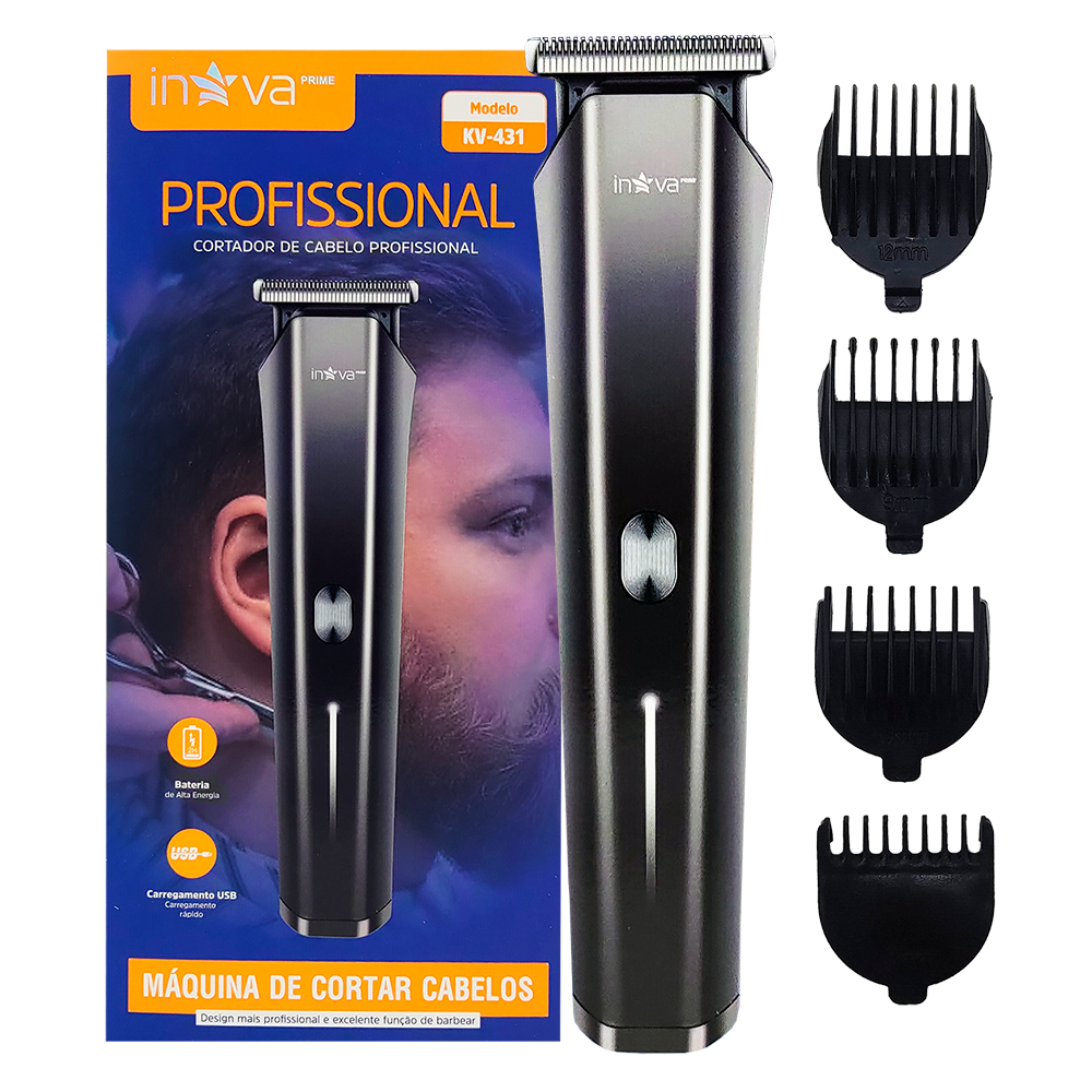 Maquina Aparador De Pelos Recarregável Barbeador Cortador De Cabelo Inova | Shopee Brasil
