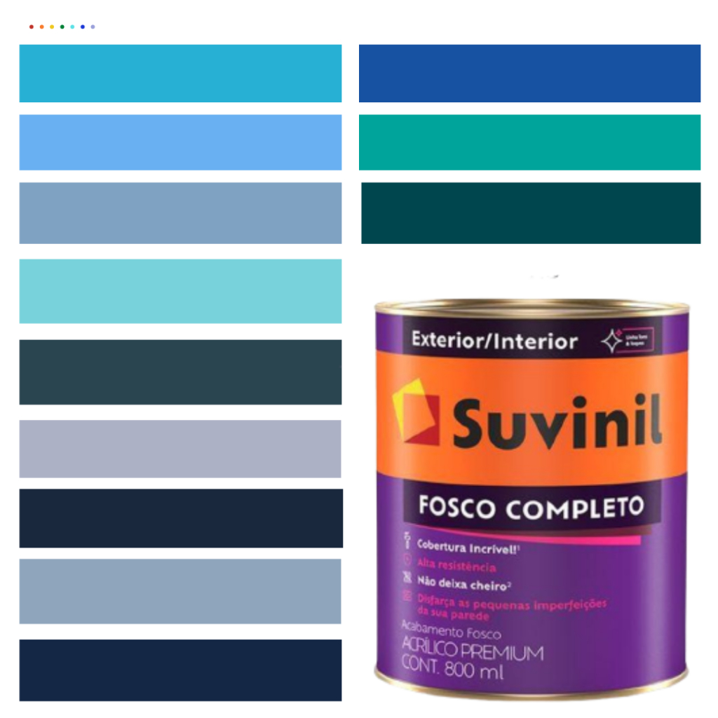 Tinta De Parede Acrílica Cor Azul Suvinil Fosco Completo Antimofo ...