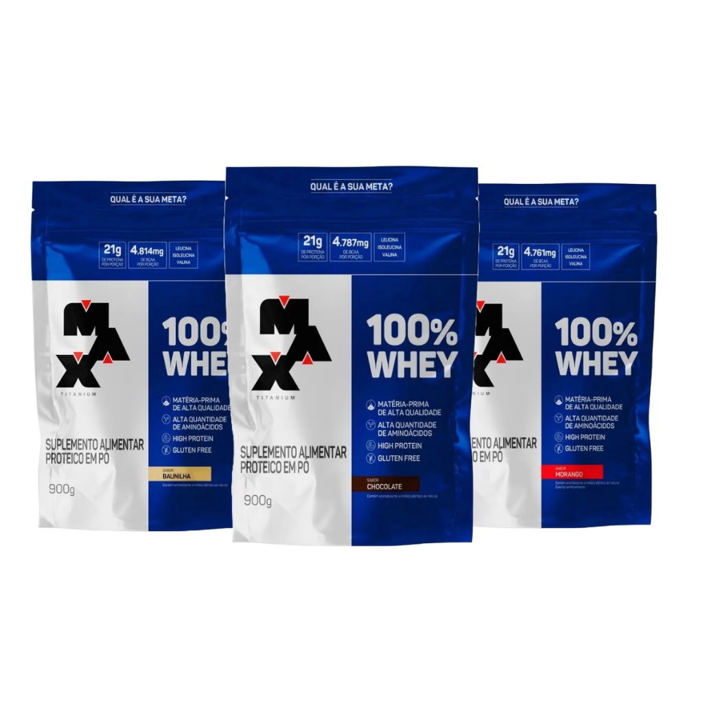 Whey Protein 100% Max Titanium Refil 900g Sabores | Shopee Brasil