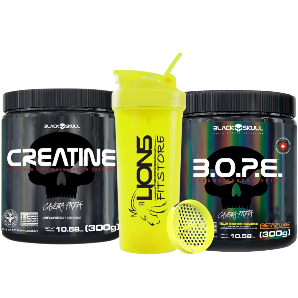 Creatine - Creatina Monohidratada Pura 300G - Black Skull + Pré Treino ...