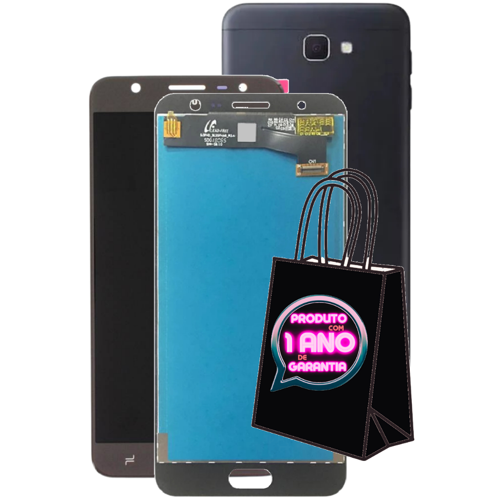 Kit Tela Frontal + Tampa Compatível Com Galaxy J7 Prime G610 Touch ...