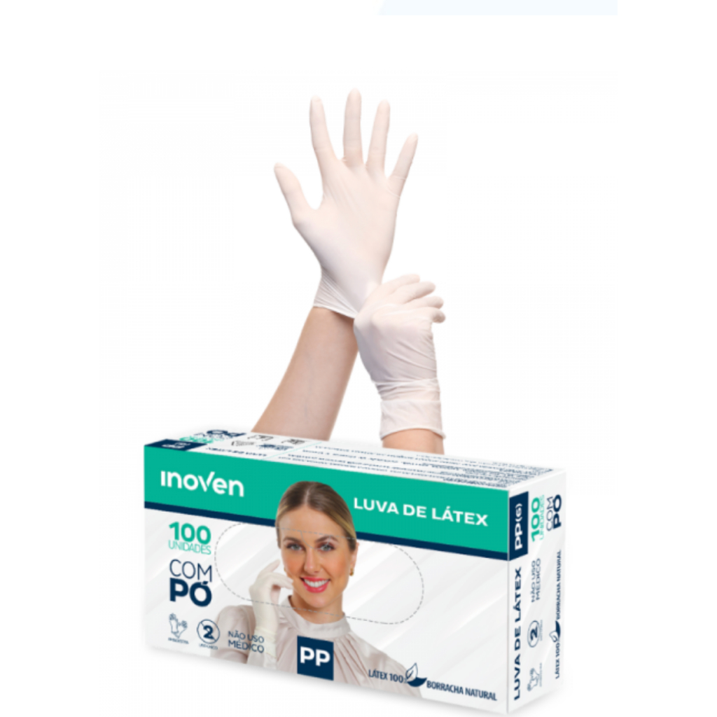 Luva Latex Procedimento Descartável C/ Po Inoven 100 unidades | Shopee ...