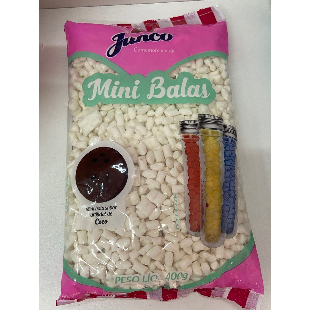 Mini Bala de Coco 400g Junco Vários Sabores Para Decoração Tubetes ...