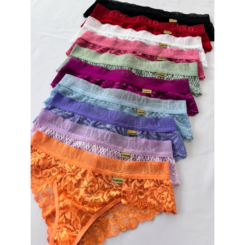 Kit 10 Calcinha Renda Luxo Fio Dental Lingerie e Forro de Algodão Tanga ...