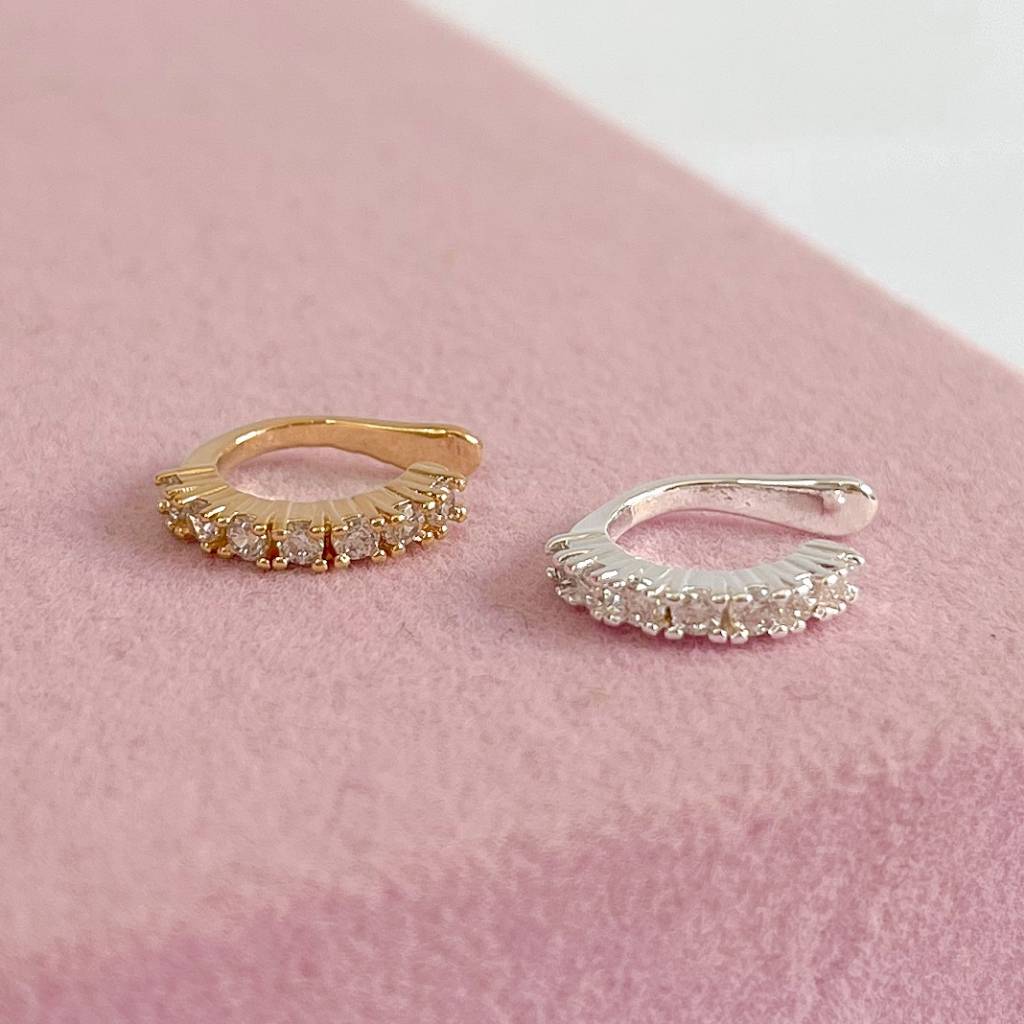 Piercing Fake Conch Cravejado Banhado a Prata | Shopee Brasil