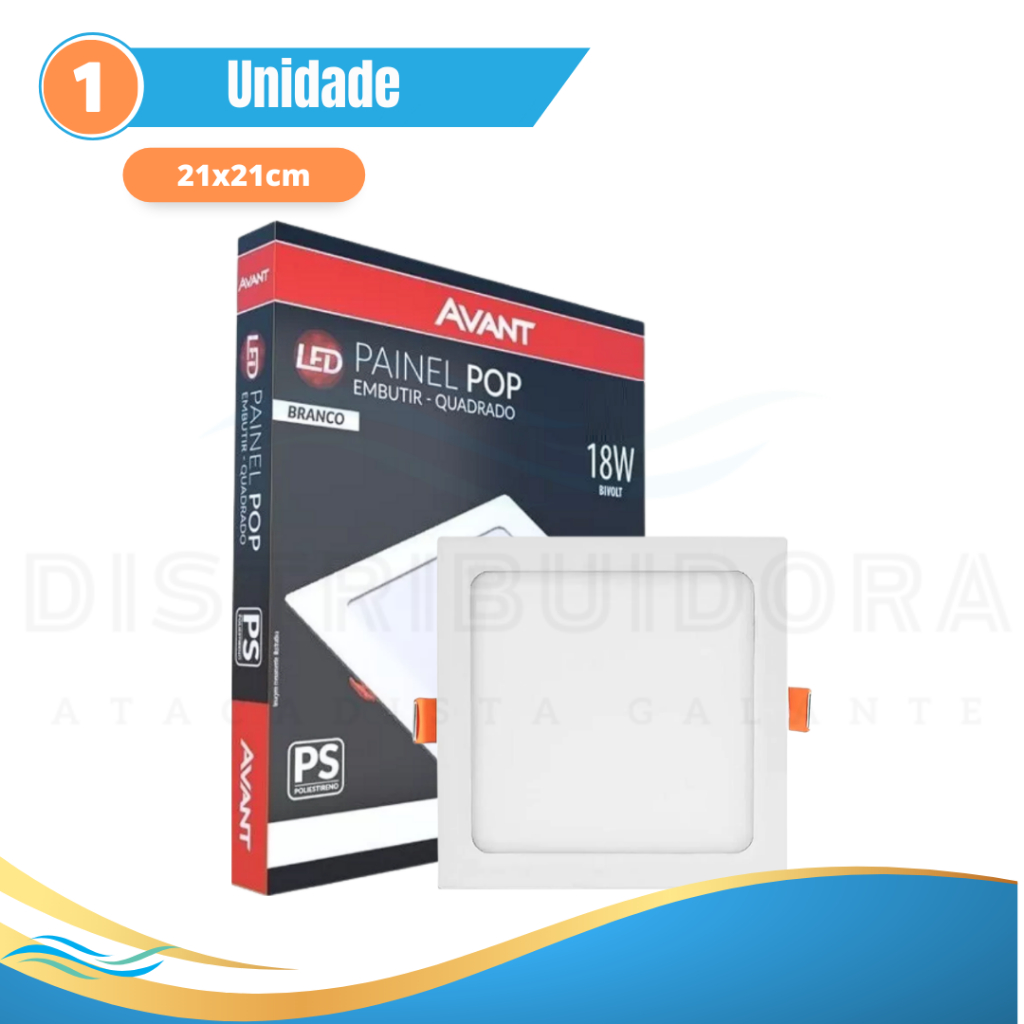 Painel Luminaria Plafon 18w Quadrado Embutir 6500k Branco Frio Distribuidora Galante | Shopee Brasil