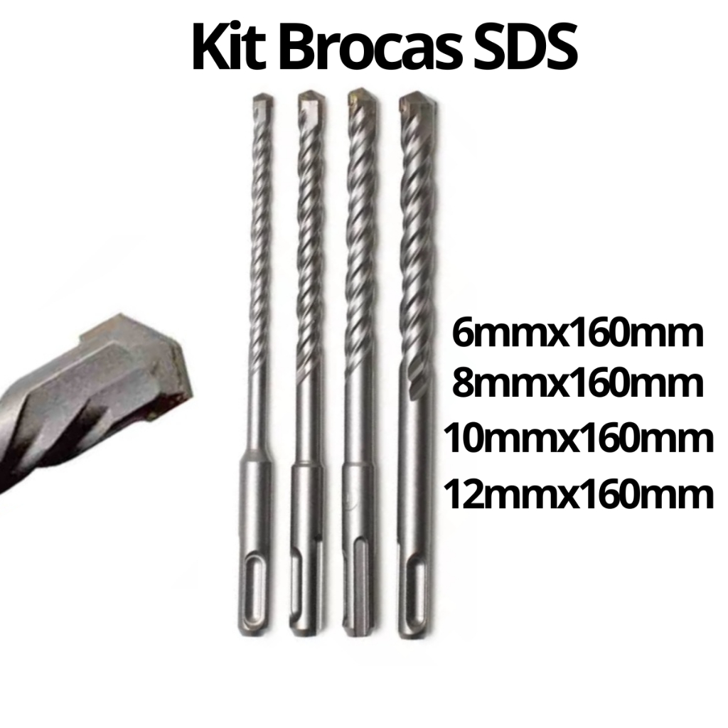 Jogo de Broca SDS para Martelete 6, 8, 10 e 12mm Concreto Parede Kit ... Jogo de Broca SDS para Martelete 6, 8, 10 e 12mm Concreto Parede Kit ...