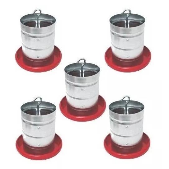 Kit Comedouro Aves 5 Kg Tub. Galv. Fundo Plas C/5 Pçs | Shopee Brasil