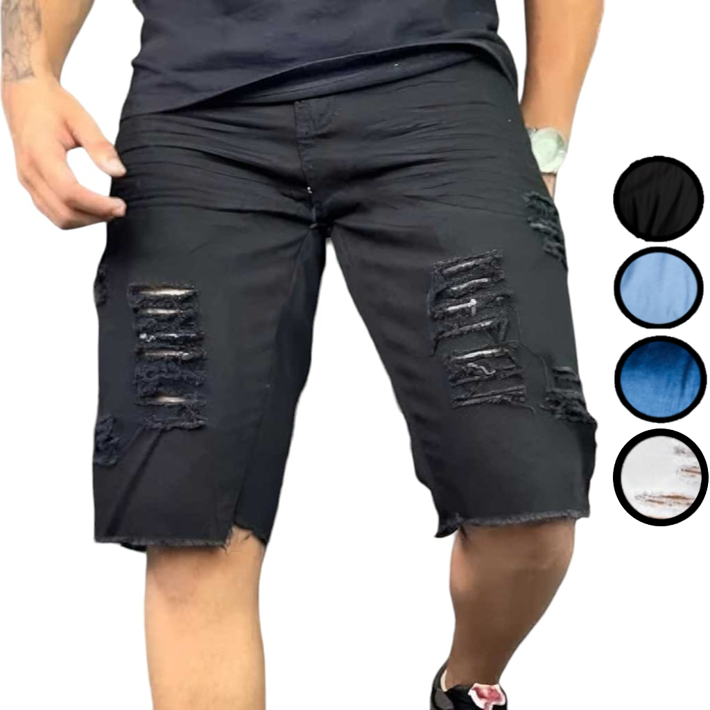 Shorts Masculino Bermuda Jeans Rasgado Jeans de Ótima qualidade Modelo ...
