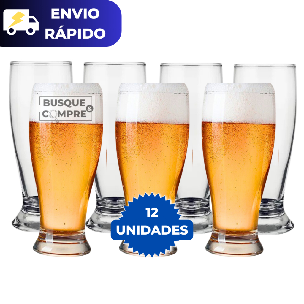 Kit de 12 Copos Tulipa 350ml de Vidro para Casa Conjunto Copo Grande ...