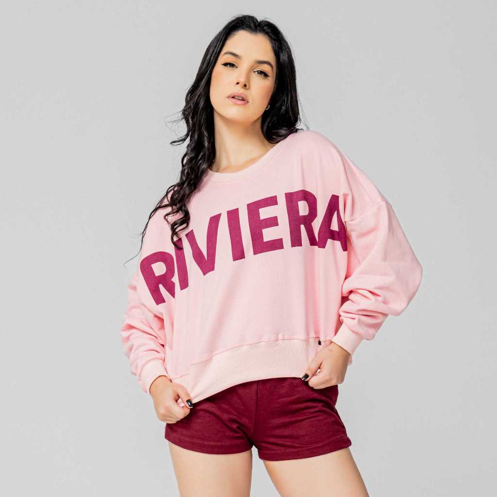 Moletom Oversized Feminino RVRA - Rosa - Escorrega o Preço