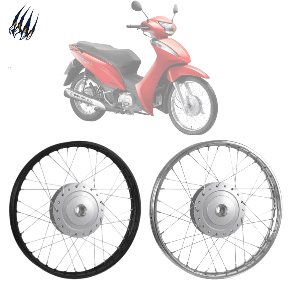 Aro de Roda Dianteira Completo Com Raias e Cubos Para Biz 125 1998 a 2010 | Shopee Brasil