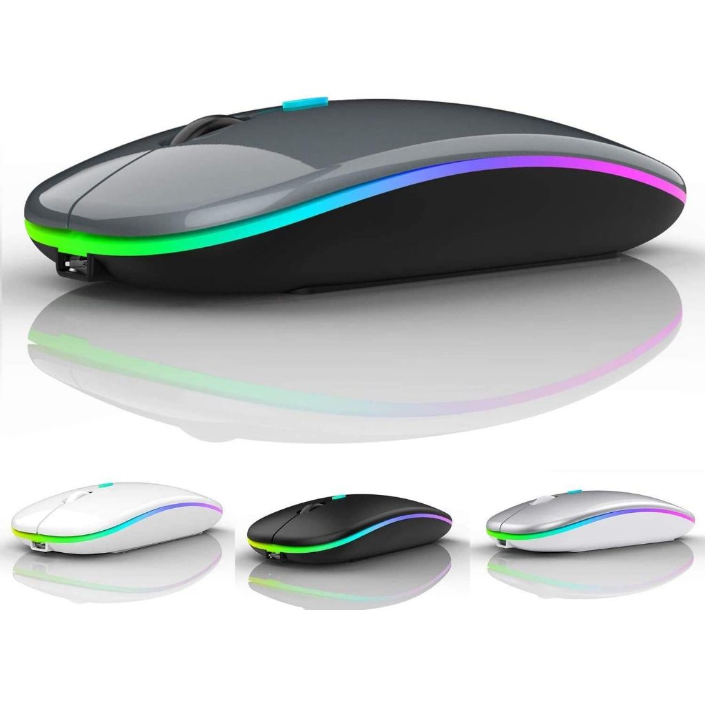 Mouse sem fio Wireless com LED RGB, Mouse silencioso 2,4 G, 3 níveis de ...
