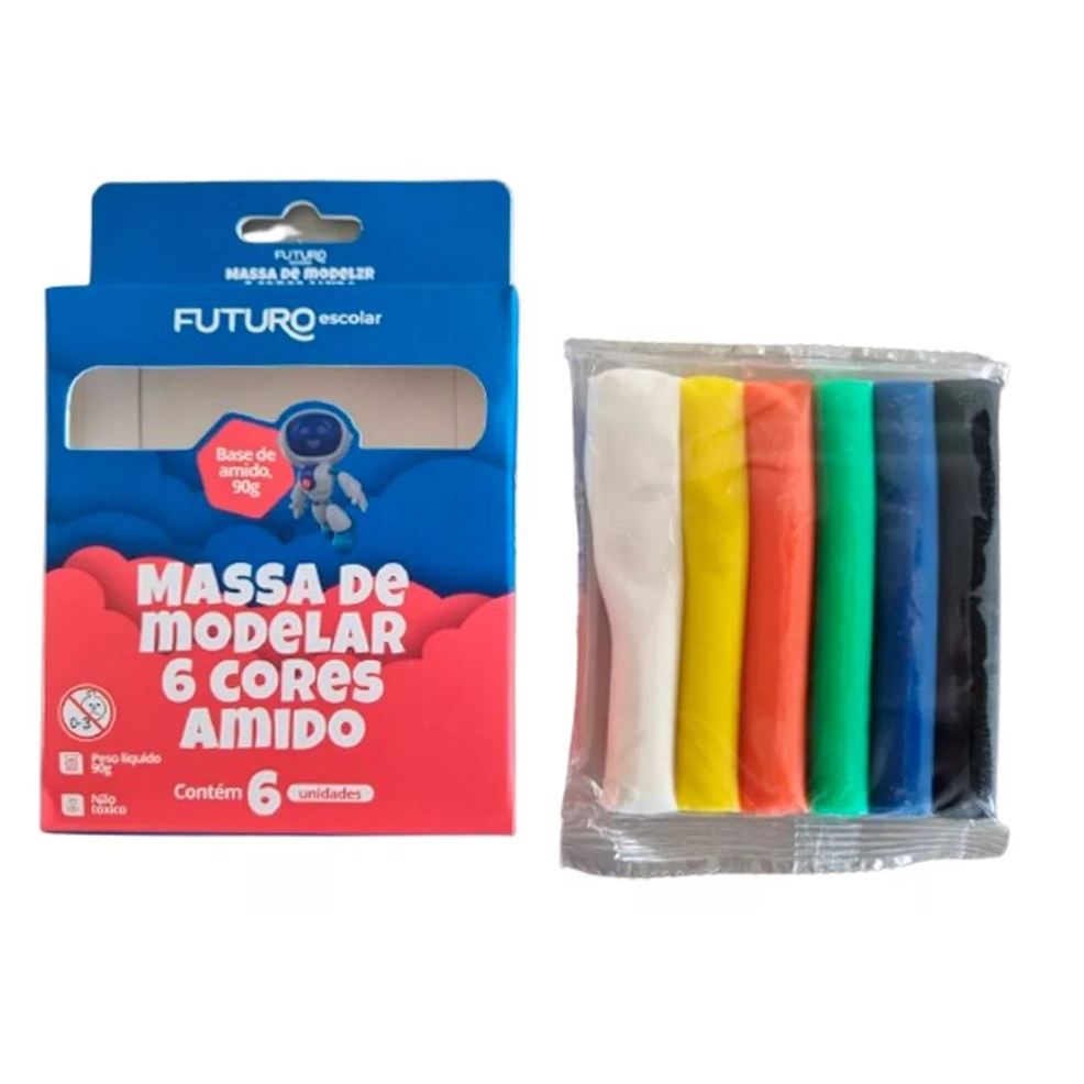 Massa De Modelar 6 Cores 90g - Futuro Escolar | Shopee Brasil