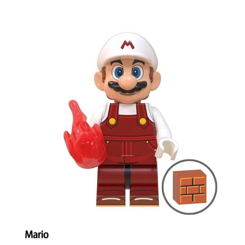 Super Mario Bros Mario Branco e Vermelho com Bloco Bonecos Minifigures ...