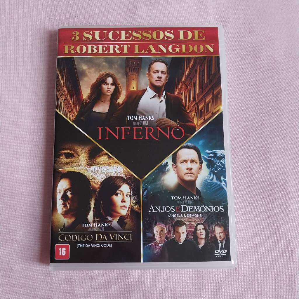 DVD 3 Sucessos de Robert Langdon - O Código Da Vinci - Inferno - Anjos e Demônios - Tom Hanks ...
