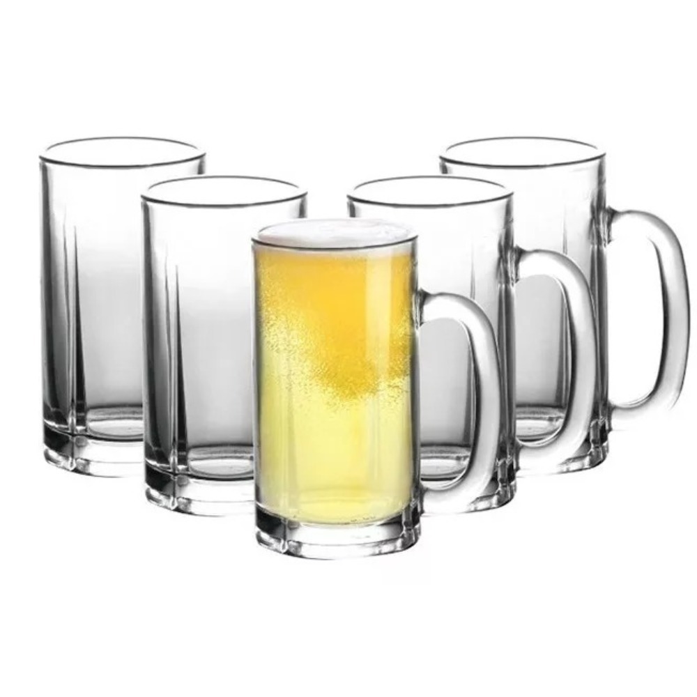 Jogo 6 Canecas Chopp Cerveja Vidro Zero Grau 330ml | Shopee Brasil