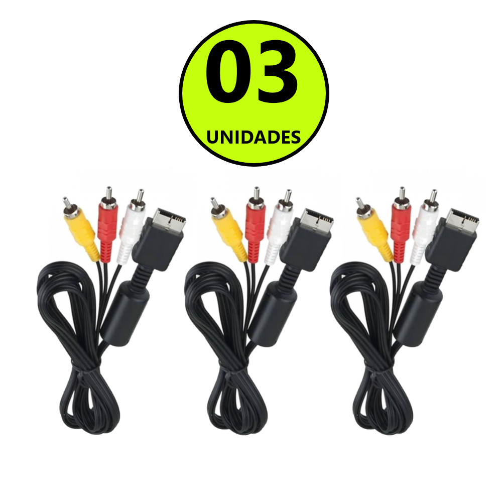 kit 3 cabos rca av de playstation 2 ps2 ps3 ps1 | Shopee Brasil