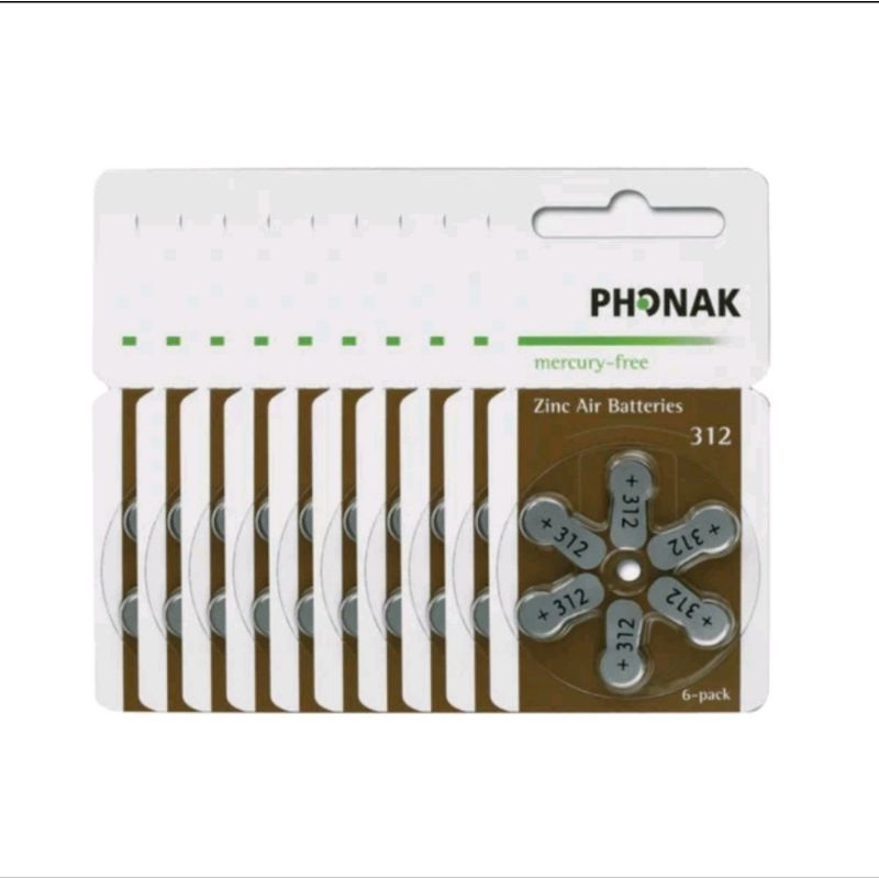 60 Baterias P312 Phonak Aparelho Auditivo - Mercury Free | Shopee Brasil