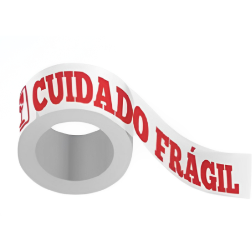 2 Fitas Adesivas Cuidado Frágil Para Embalagens Delicadas Fita Branca ...