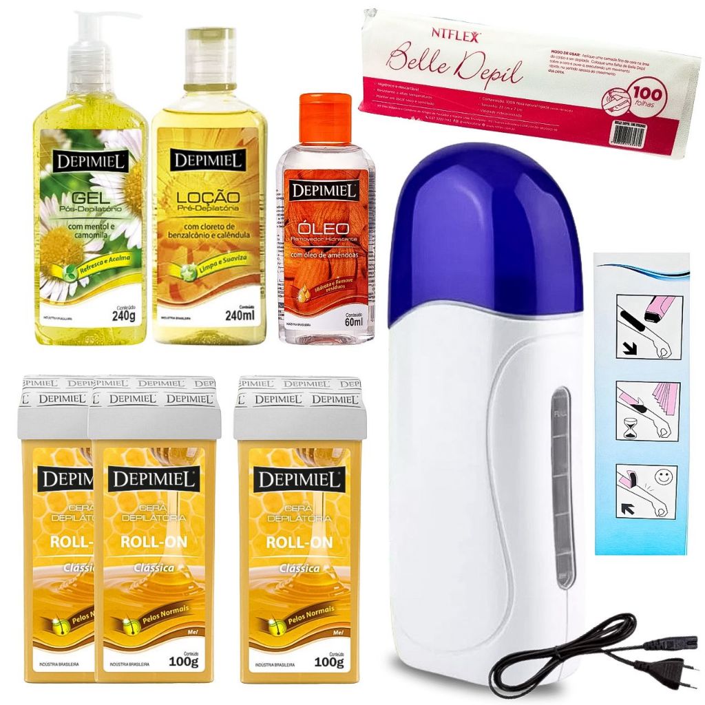 Kit Cera Quente Roll On Depimiel 100g Depilação Aquecedor Completo N 13 ...
