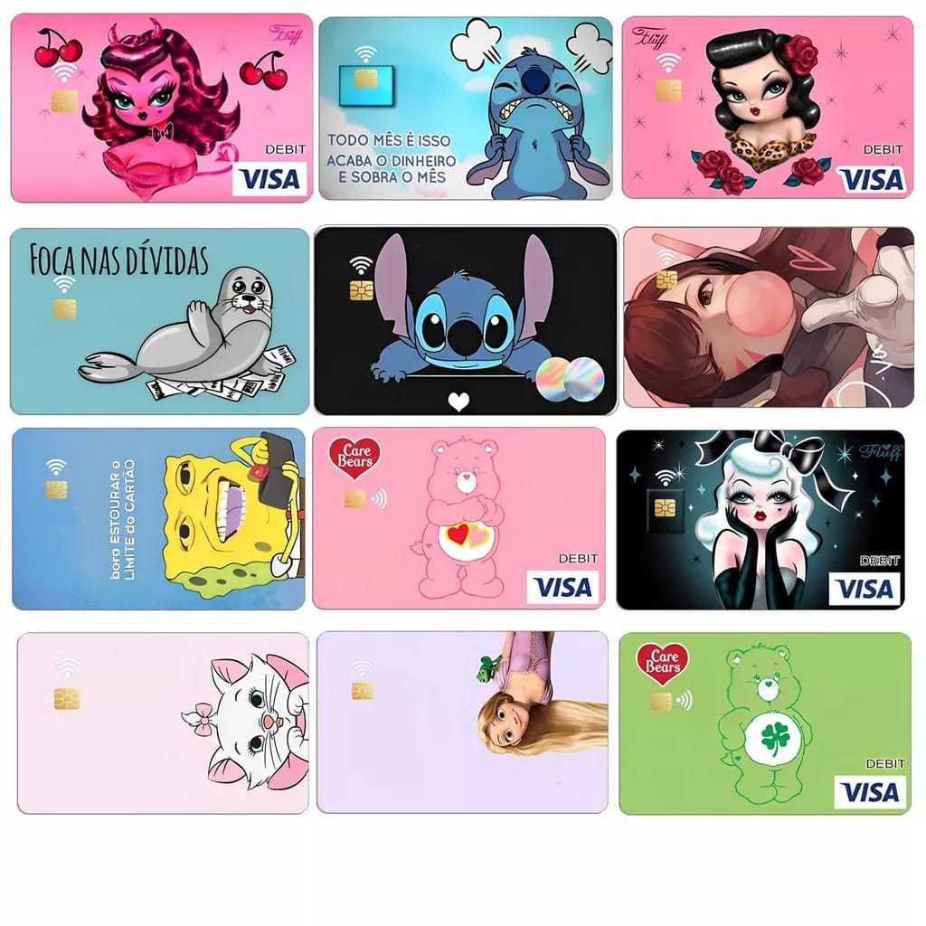 Kit 12 Adesivo Para Cartão Credito Debito Skin Card Modelo 15 | Shopee Brasil