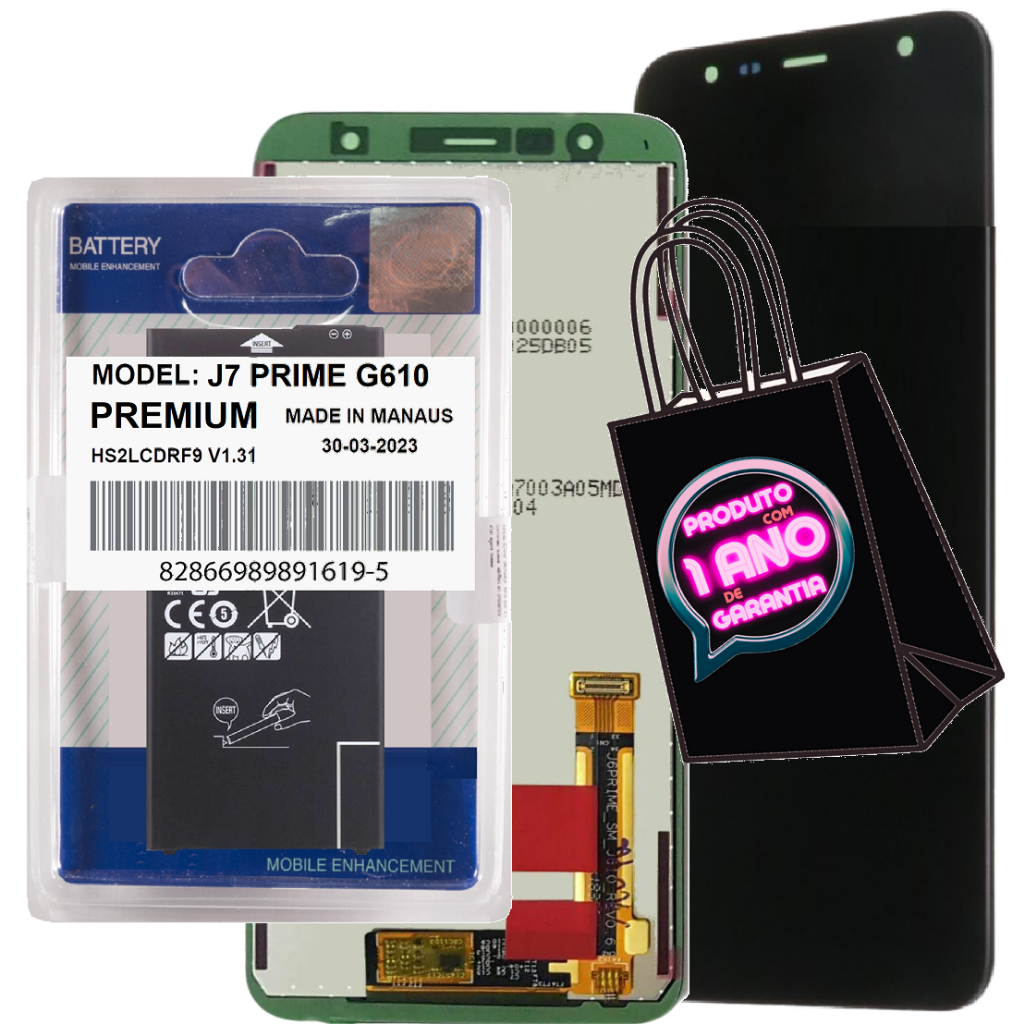 Kit Tela Frontal + Battria Compatível Galaxy J6 Plus J610g Touch ...