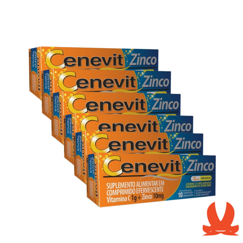 Vitamina C - Kit Com 6 CENEVIT ZINCO 1G 10 Comprimidos Efervecentes ...